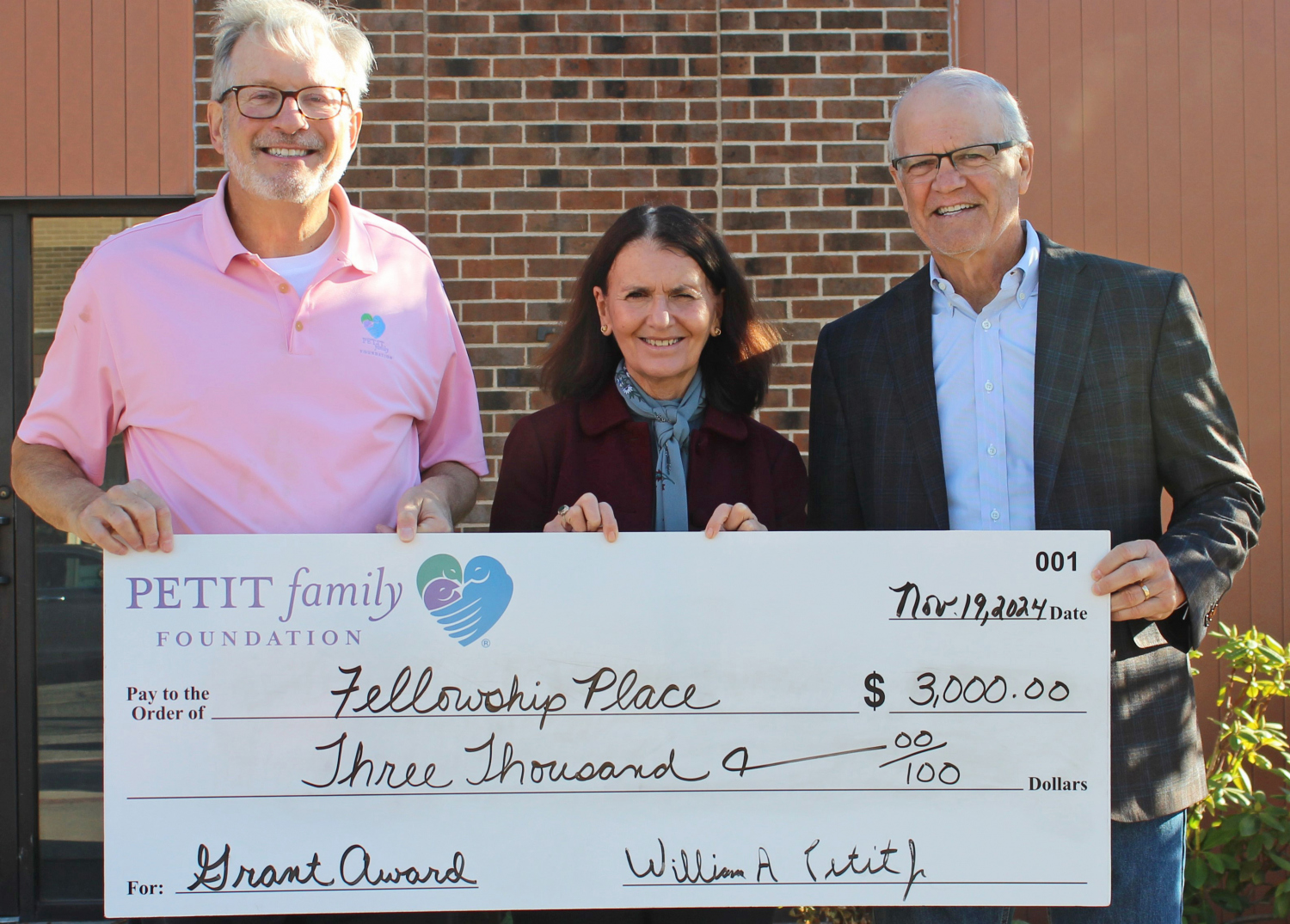 Fellowship Place Receives 2025 Grant Award from the Petit Family ...